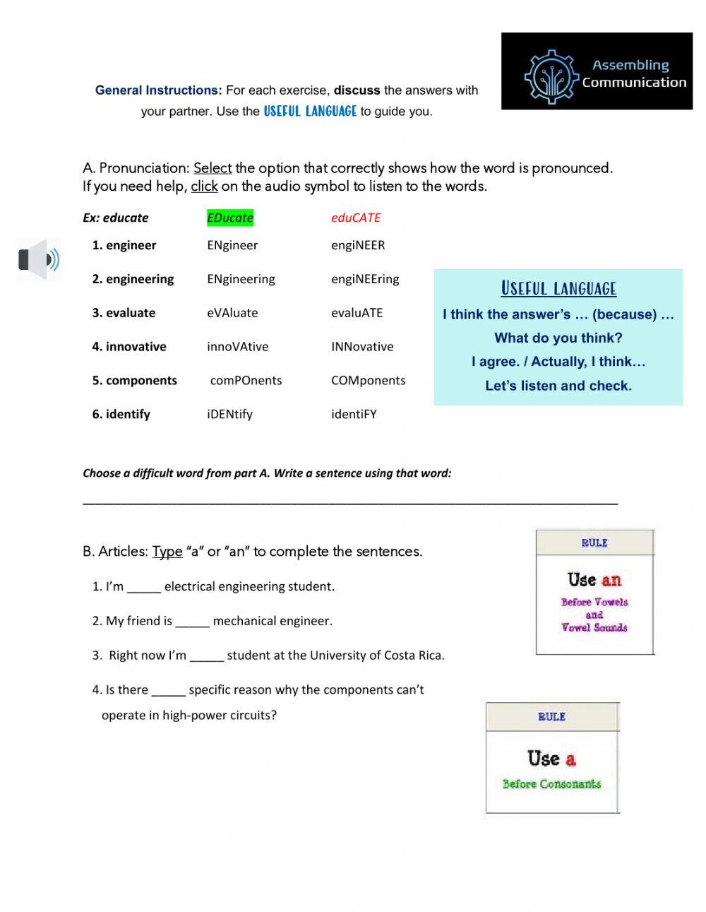 Assembling Communication: Review worksheet | Live Worksheets