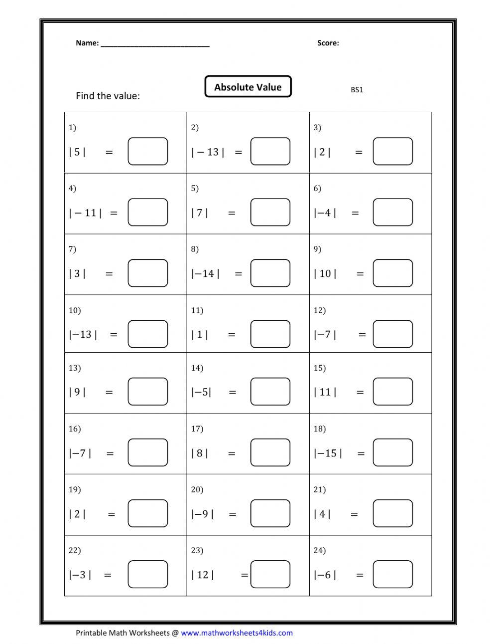 Absolute Value online exercise for | Live Worksheets Absolute Value online exercise for | Live Worksheets