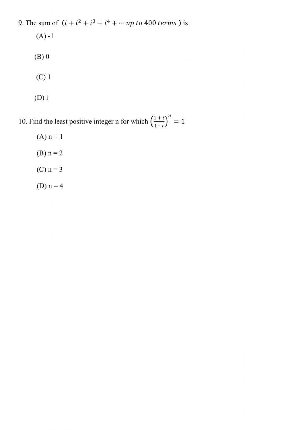 Set, relation & function, trigonometry and complex numbers worksheet ...