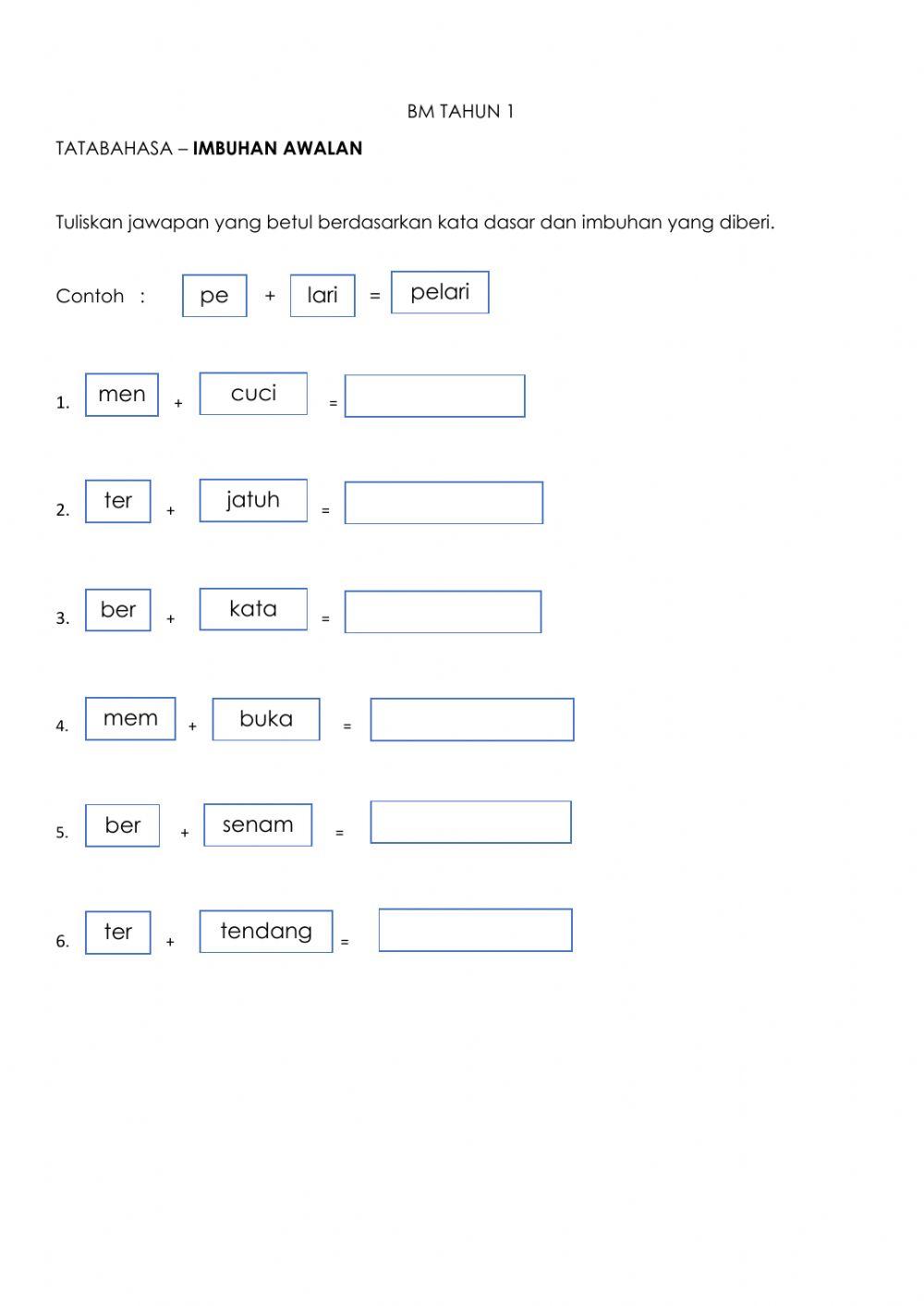 kata imbuhan awalan tahun 1 4429151 | arlindawahap | Live