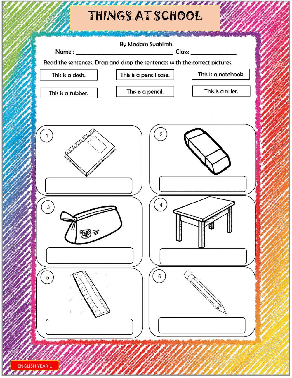 Things At School | Live Worksheets
