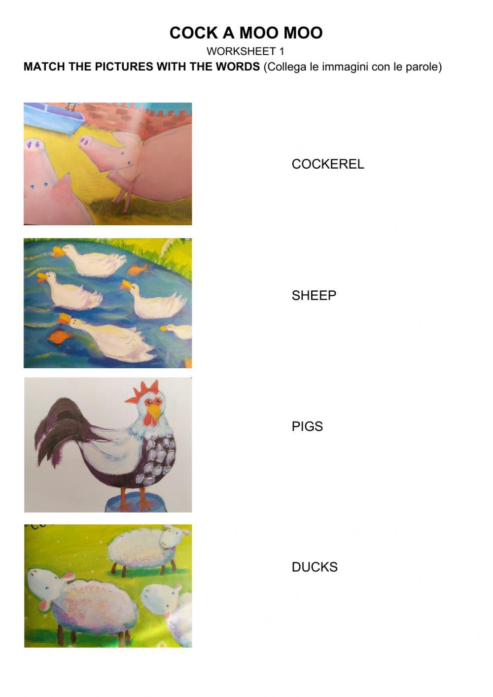 COCK A MOO MOO WORKSHEET 1 online exercise for | Live Worksheets