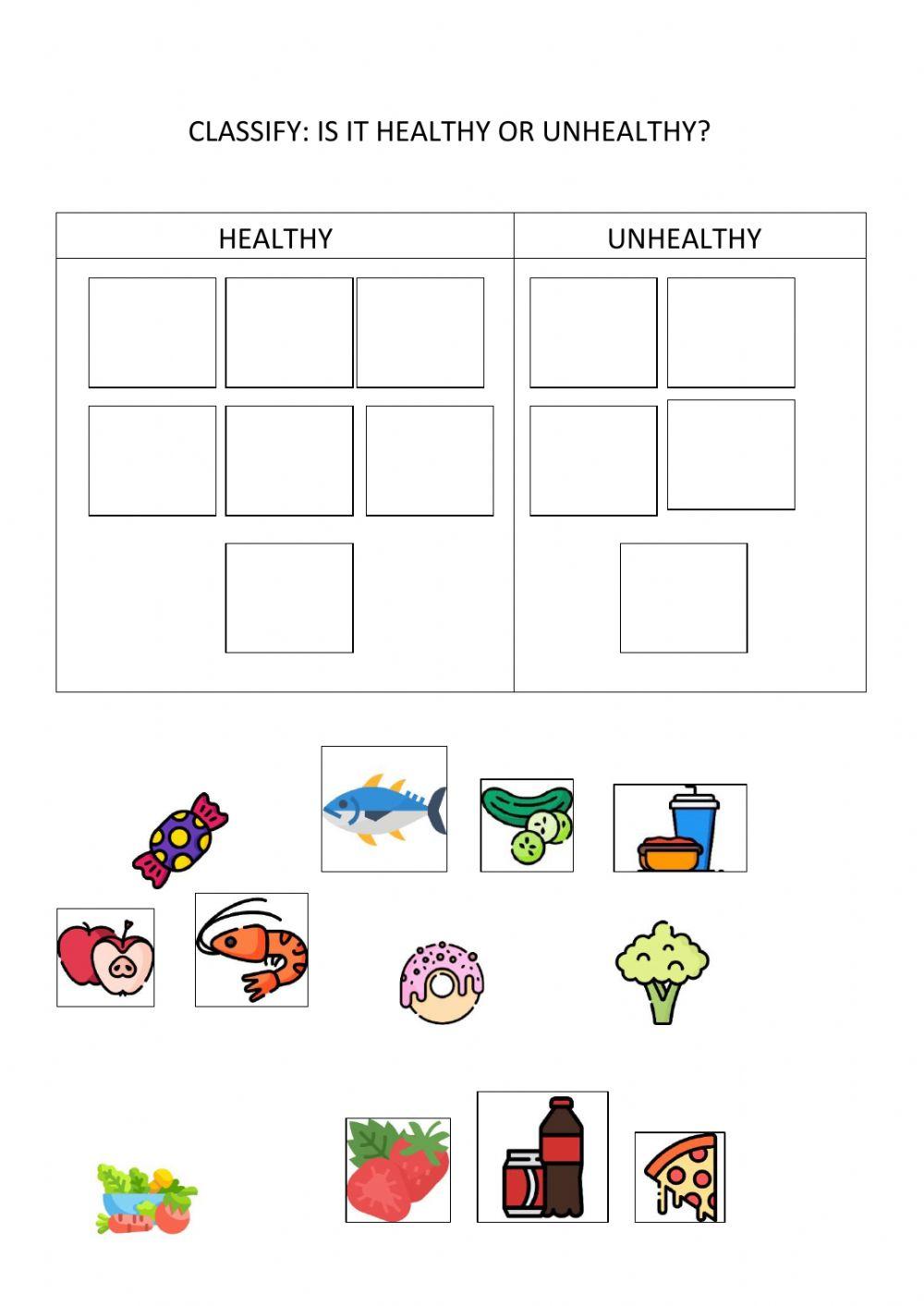 HEALTHY OR UNHEALTHY online exercise for | Live Worksheets