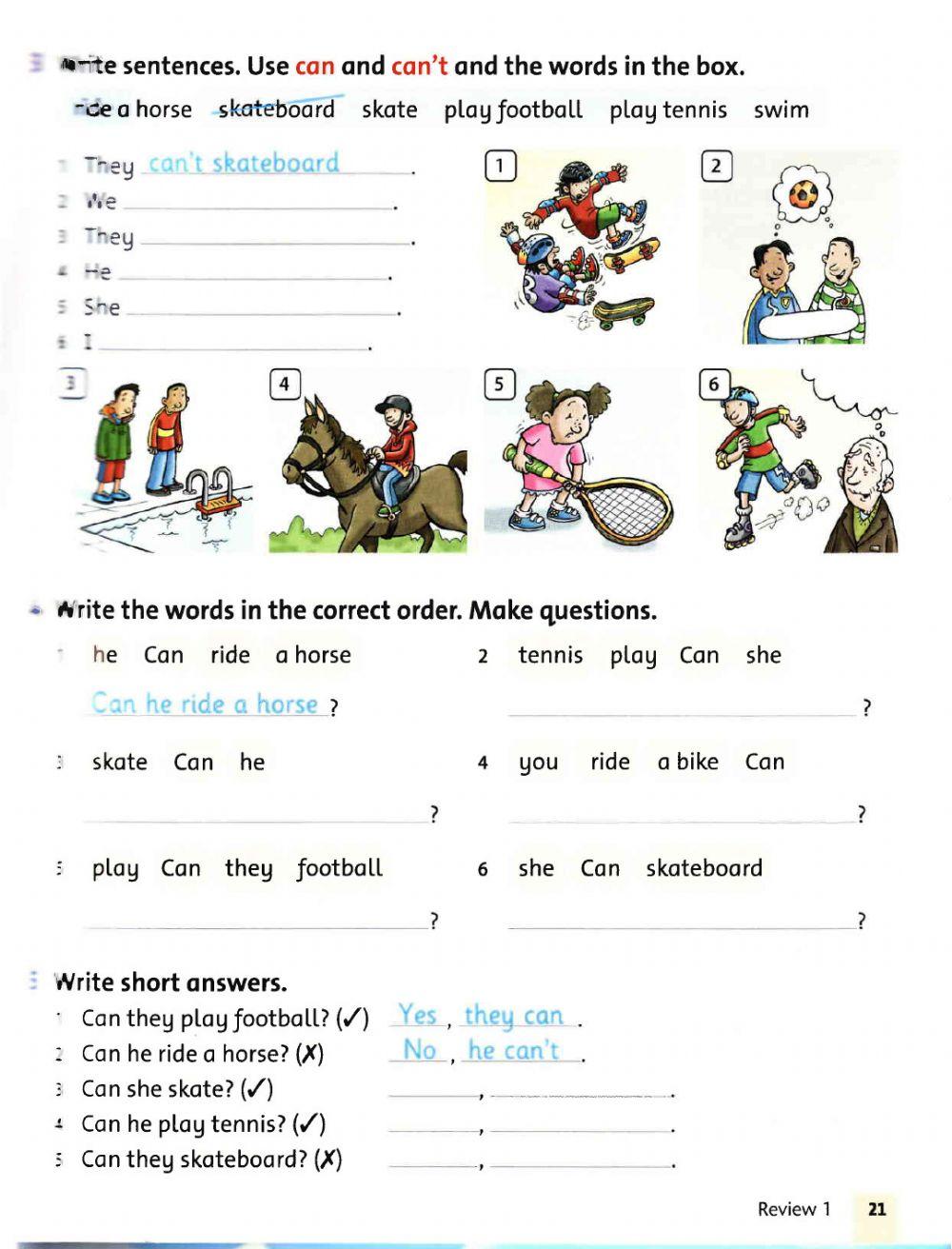 Verb Can interactive worksheet | Live Worksheets