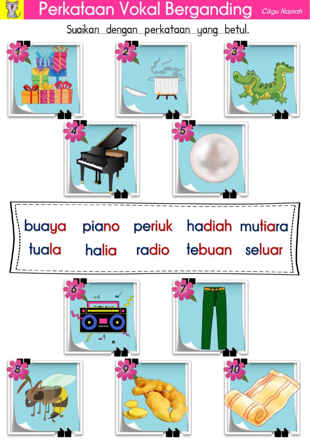 507431 | Perkataan vokal berganding - PADANKAN GAMBAR