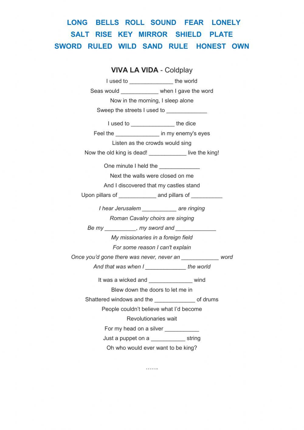 507468 | Viva la vida | scottia | LiveWorksheets