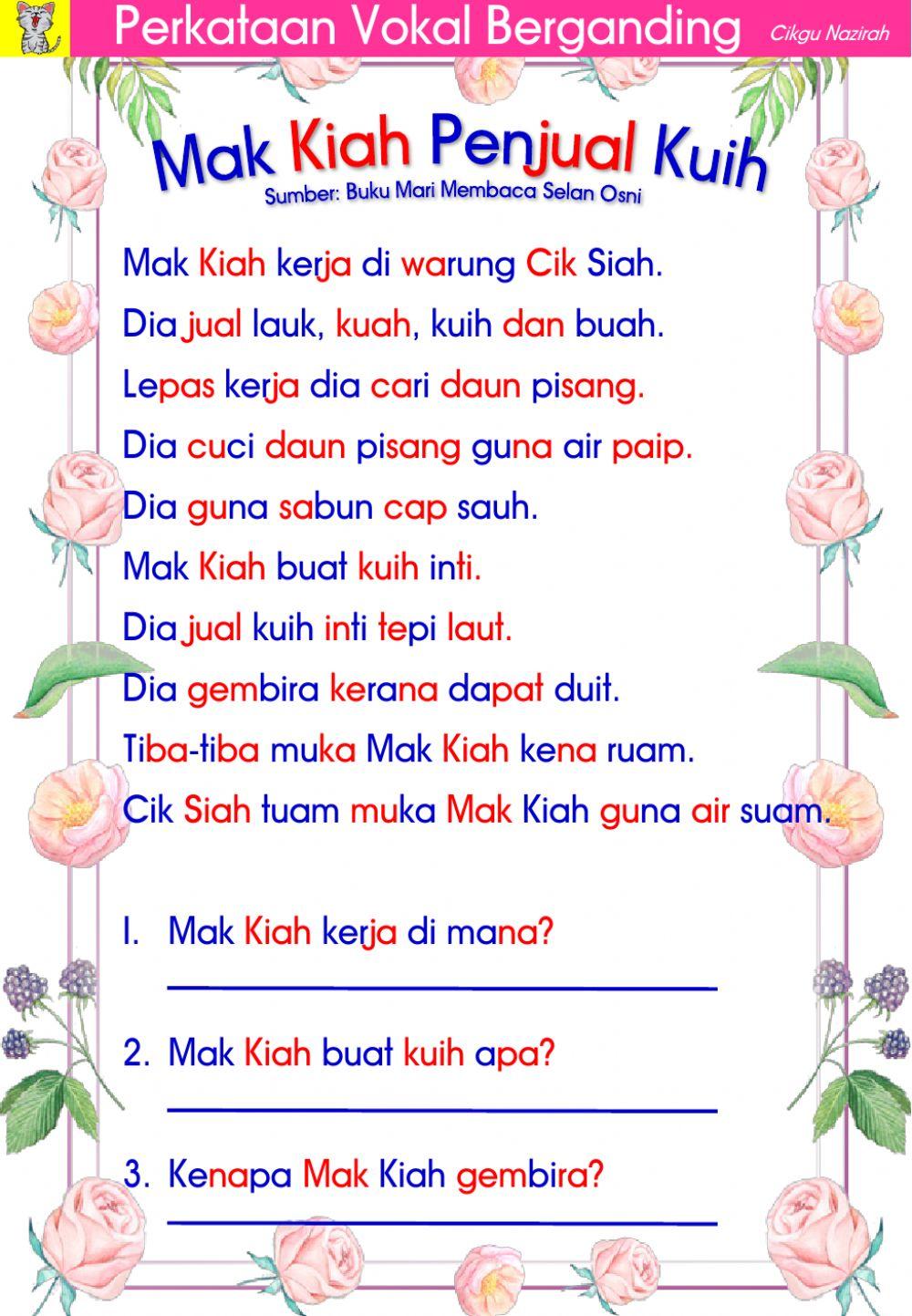 Perkataan vokal… | Free Interactive Worksheets | 507507