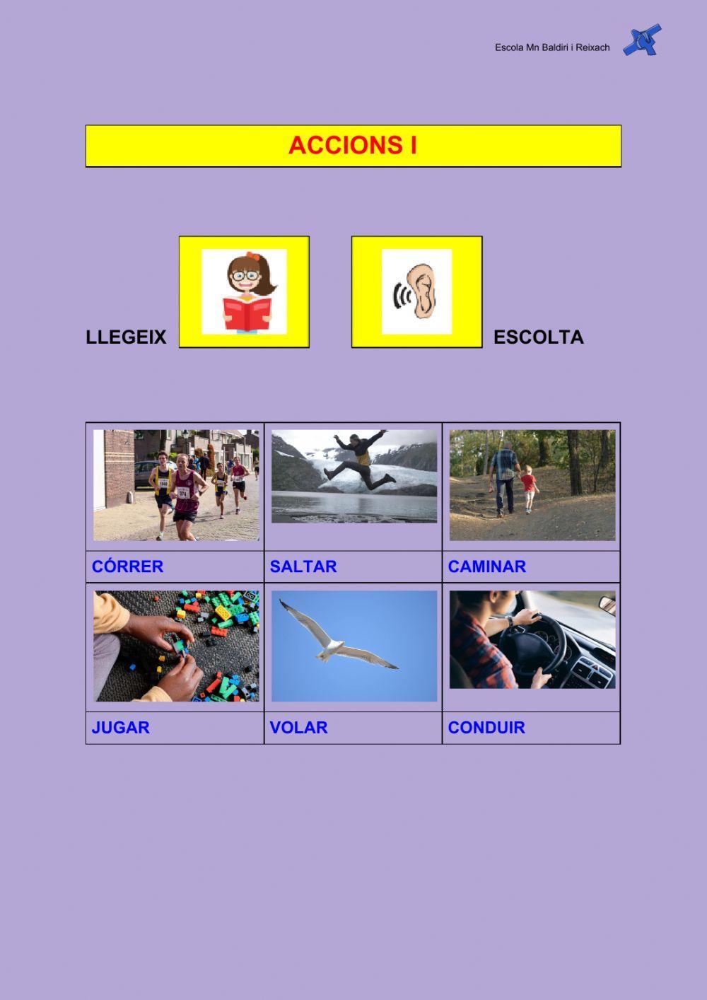 accions I worksheet | Live Worksheets