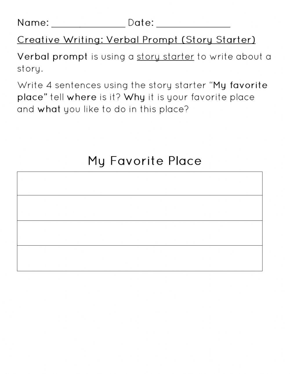 Verbal Prompt (Story Starter) 508305 | brightminds2020