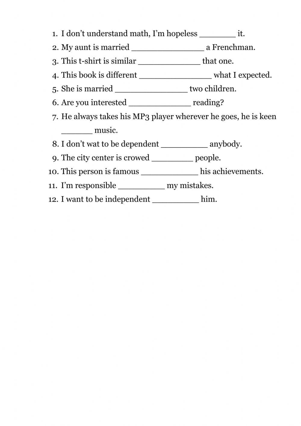 Prep exercise | Live Worksheets