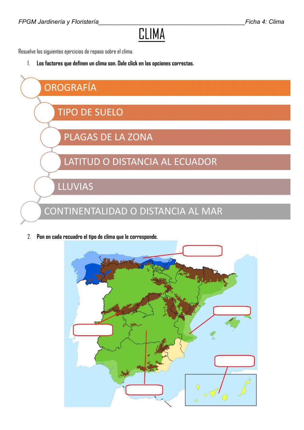 Repaso clima worksheet | Live Worksheets