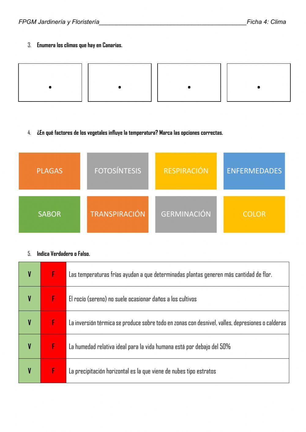 Repaso clima worksheet | Live Worksheets