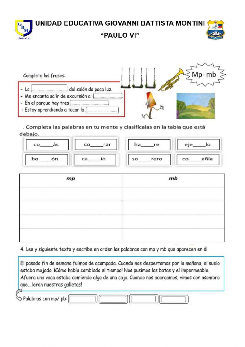 Uso de la m ant… | Free Interactive Worksheets | 508828