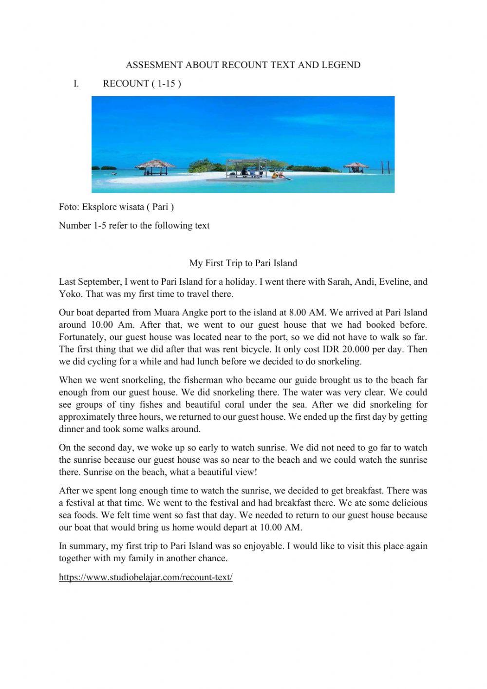 Recount and Legend worksheet | Live Worksheets