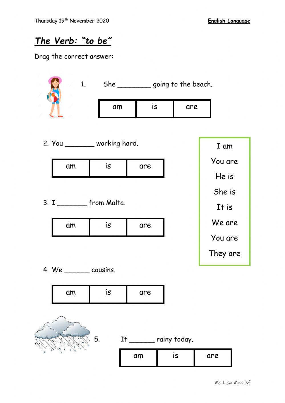 510389 | To be | lisamicallef | LiveWorksheets