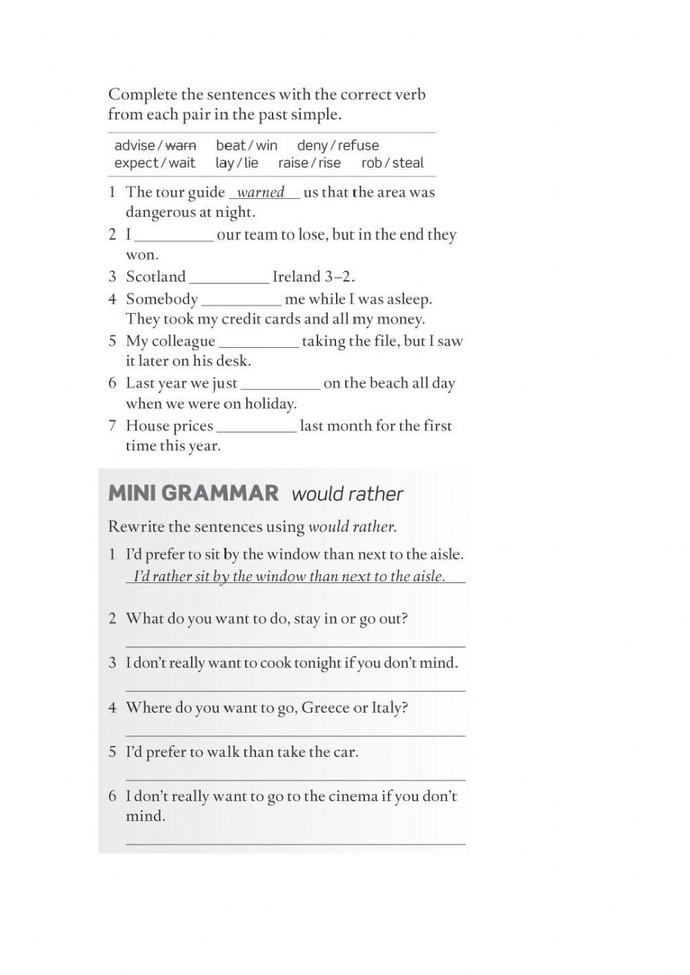 Verbs often con… | Free Interactive Worksheets | 510624