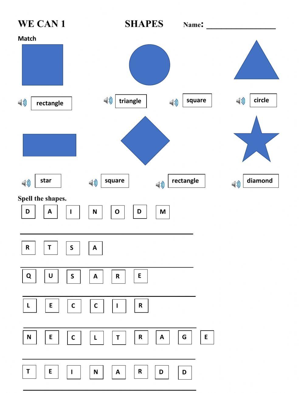Shapes online exercise for 3 | Live Worksheets