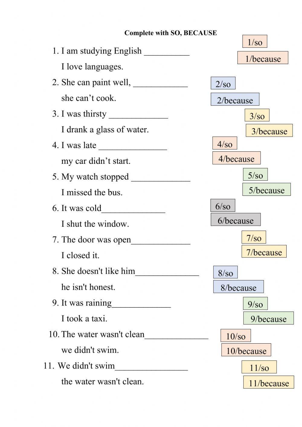 510757 | So-BECAUSE | Stepanova | LiveWorksheets