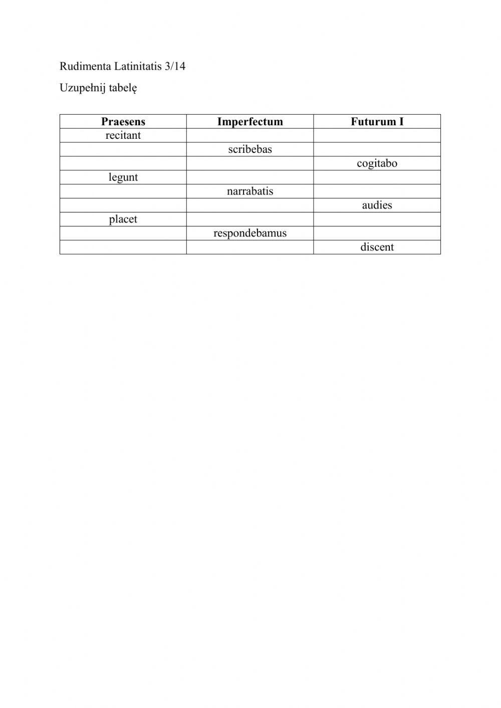 Praesens-Imperfectum-Futurum I worksheet | Live Worksheets