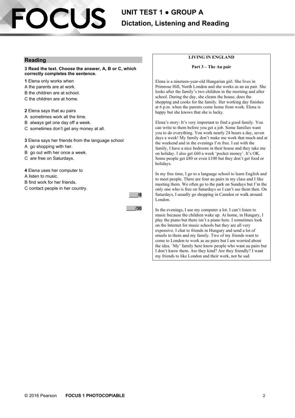 6243783 | Focus 1 Reading Practice final exam