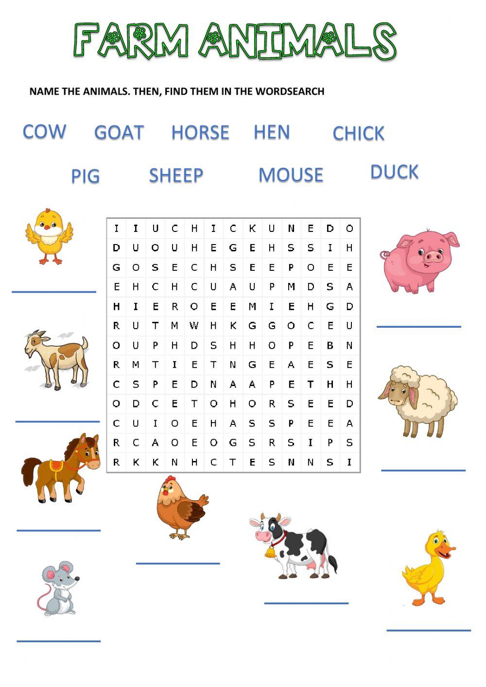 Farm Animals | Free Interactive Worksheets | 511480