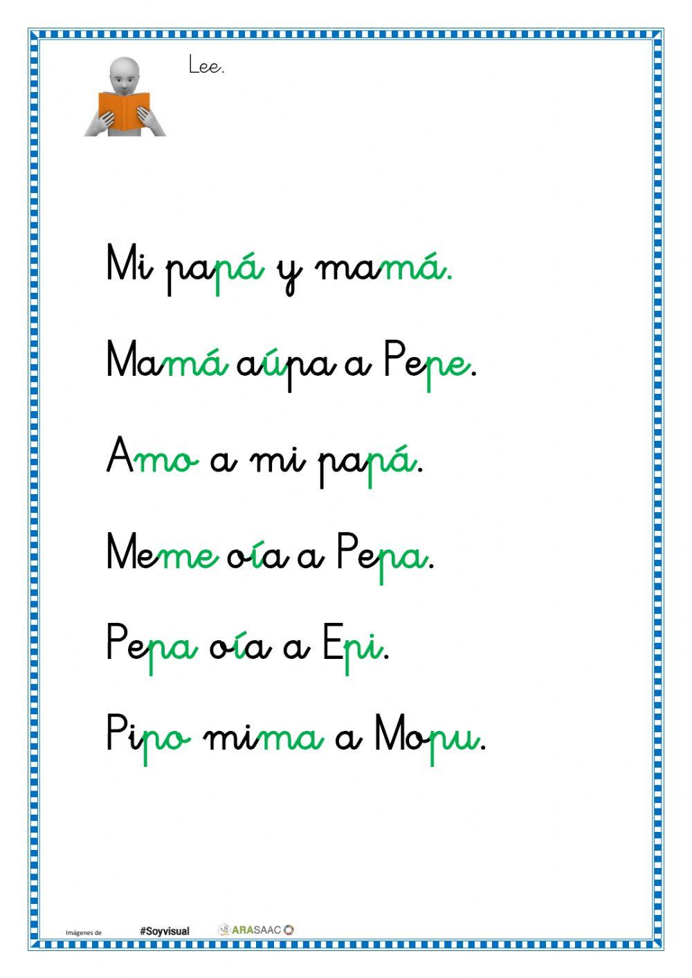 Lectura letras P y M worksheet | Live Worksheets