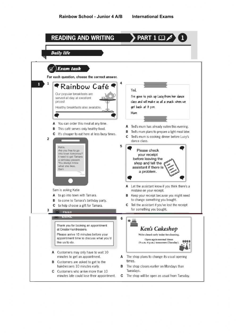Ket Practice 2020 Worksheet Live Worksheets