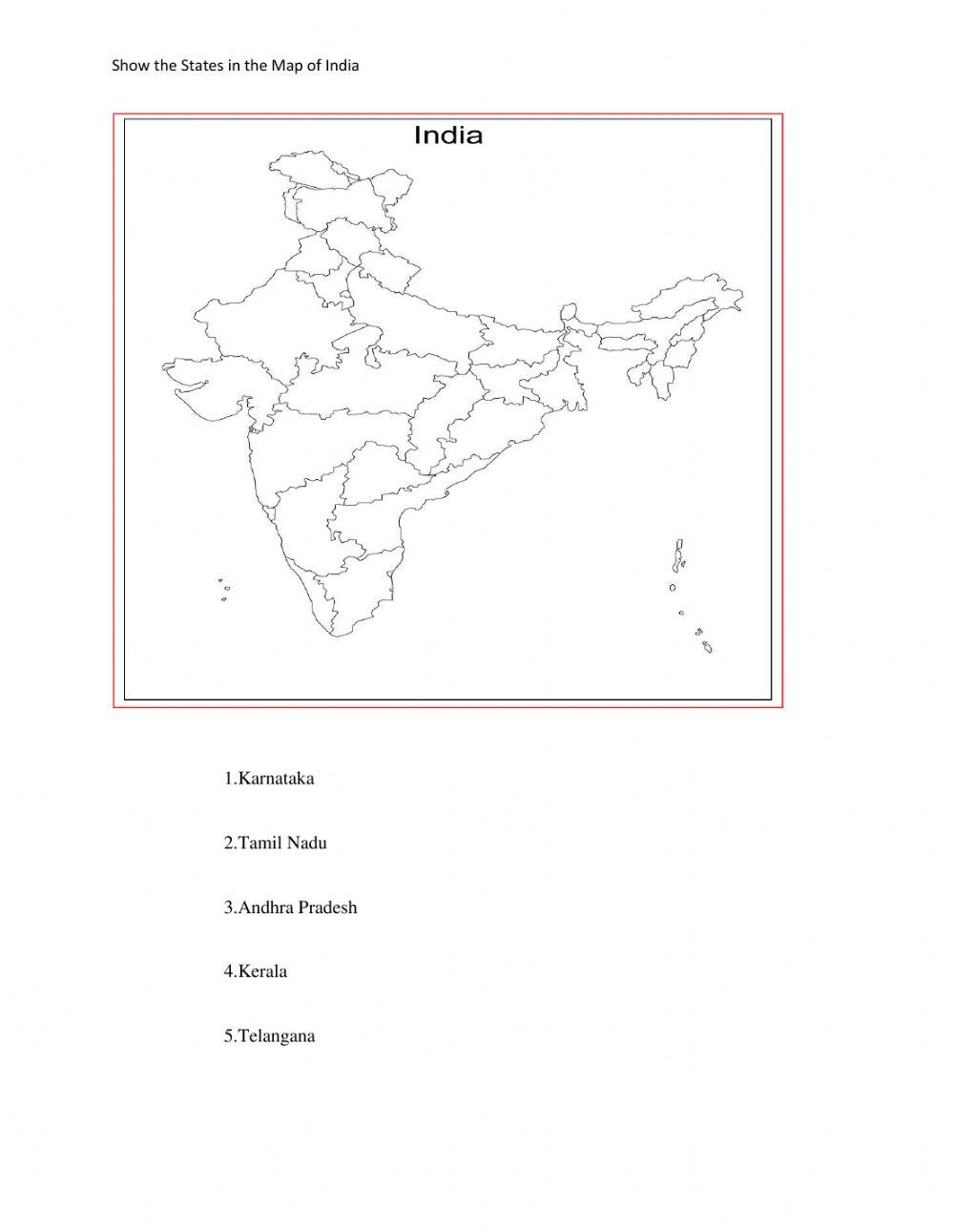 States of India interactive worksheet | Live Worksheets