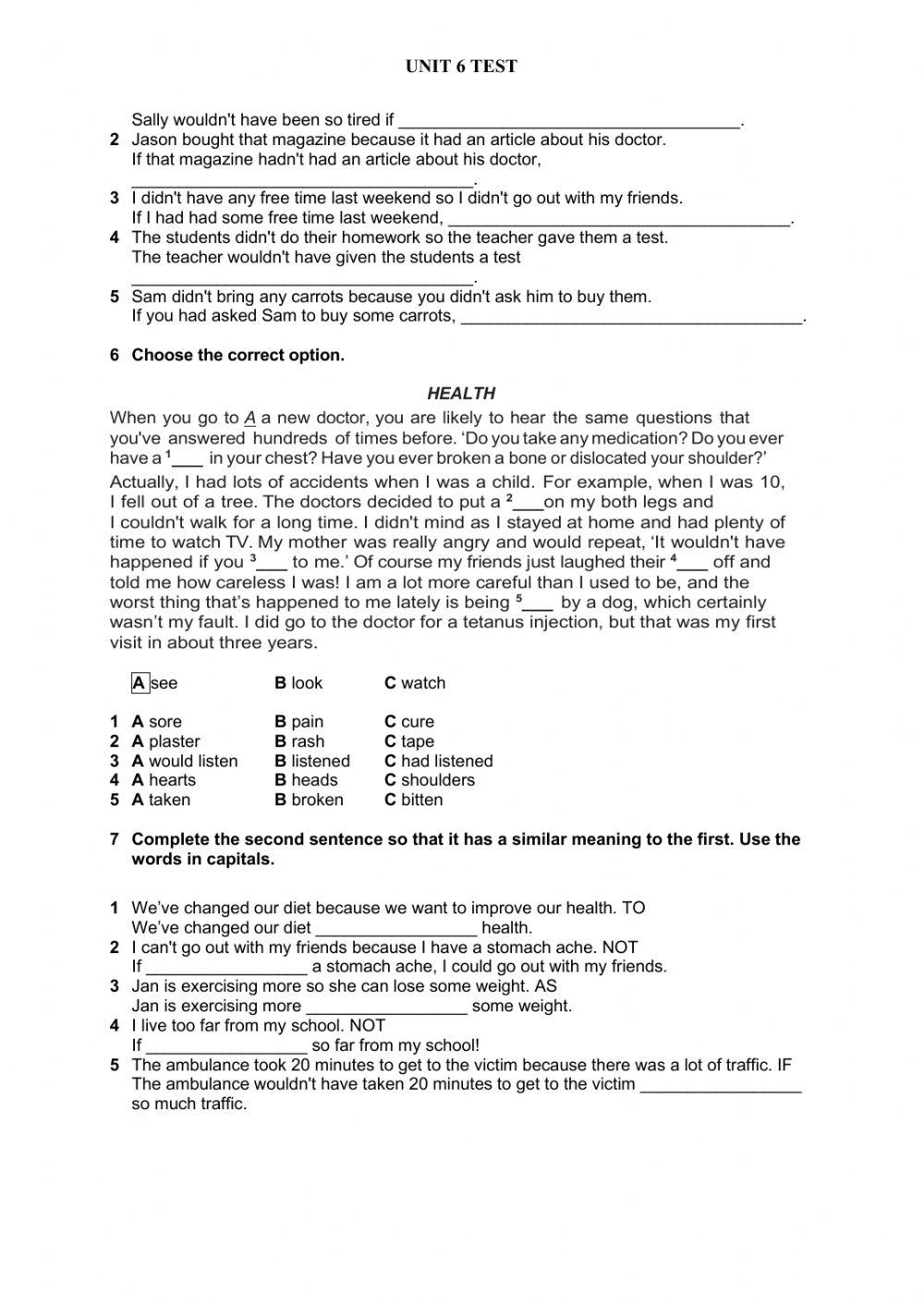 FOCUS 3 UNIT 6 … | Free Interactive Worksheets | 4436190