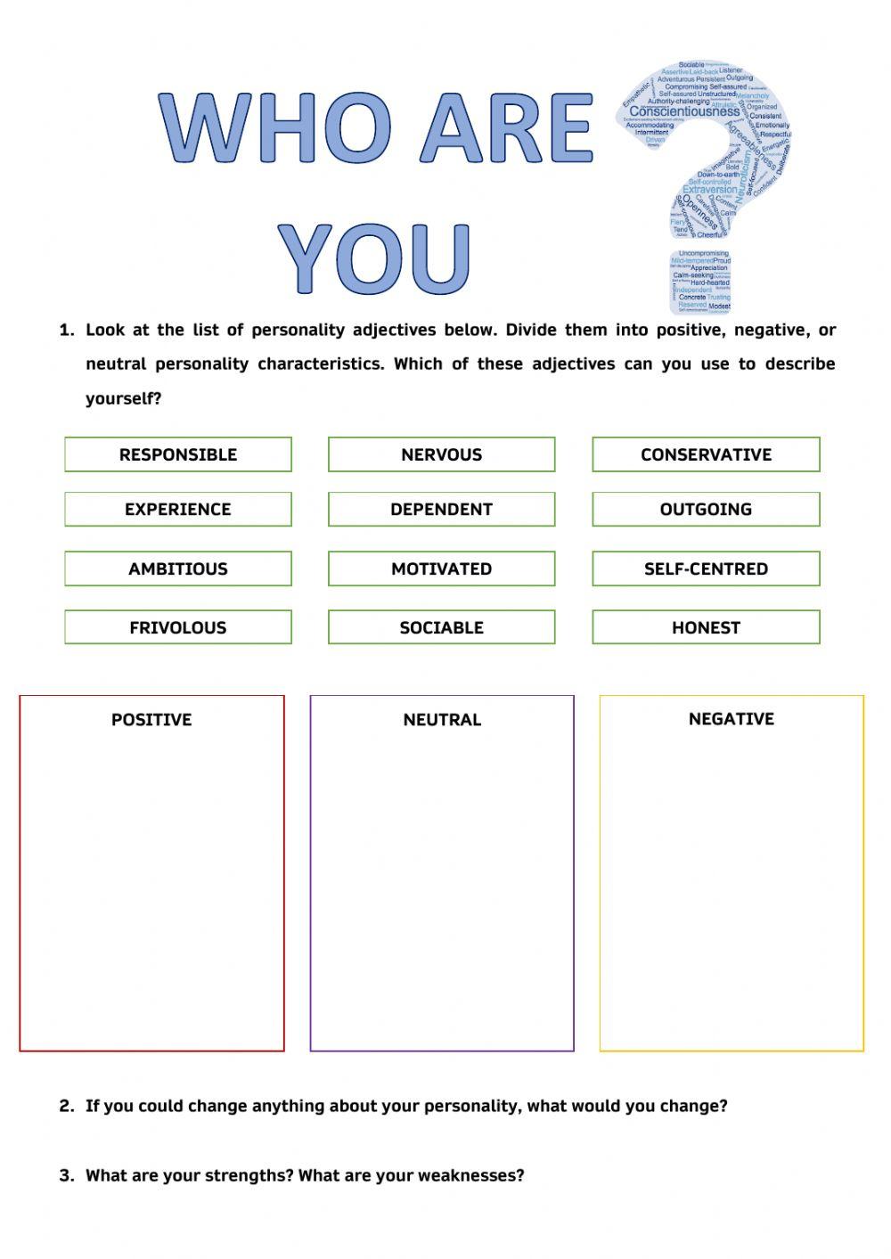 Who are you? online exercise for | Live Worksheets