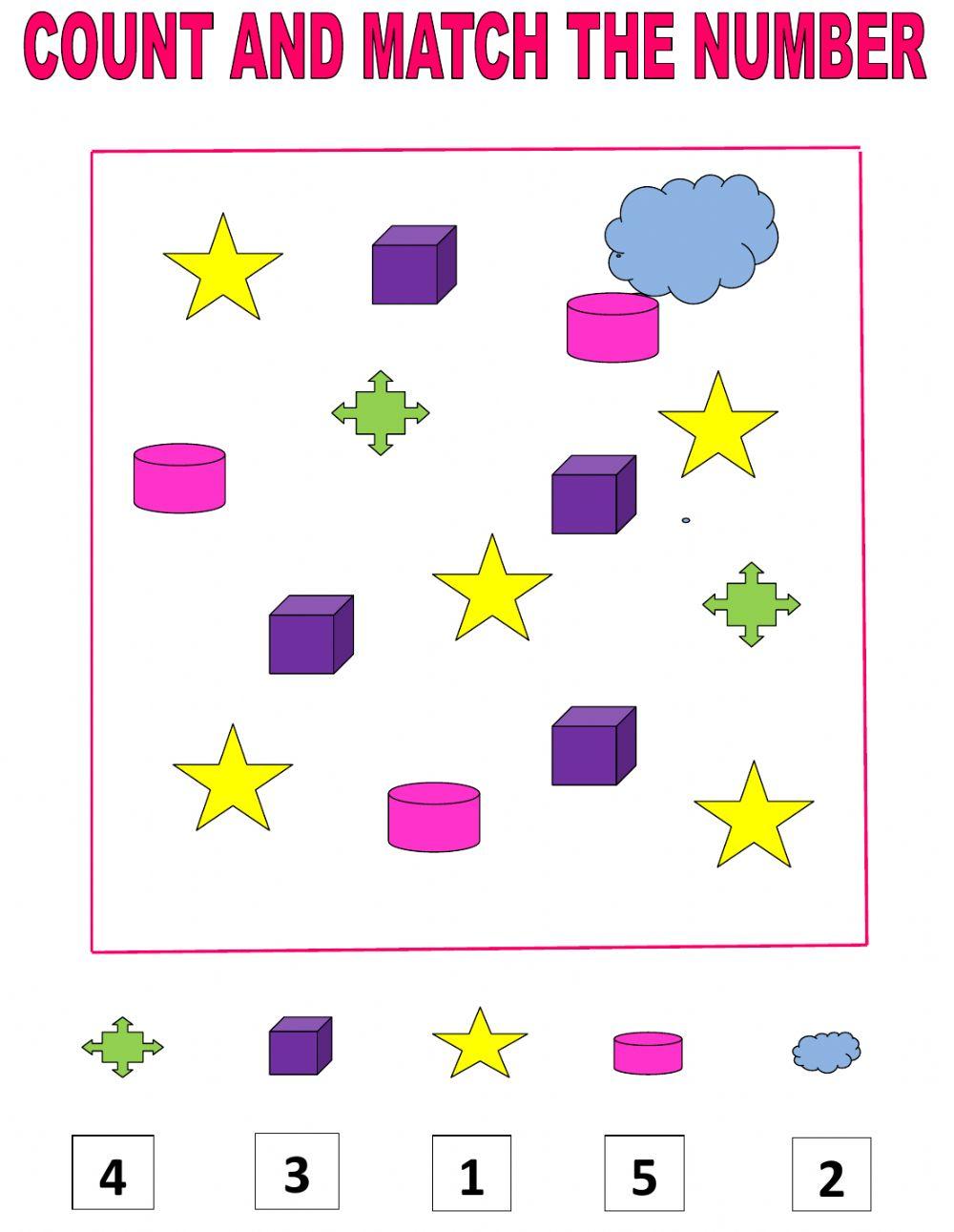 Count Shapes and Match the Number 511995 | AsiaWorksheet