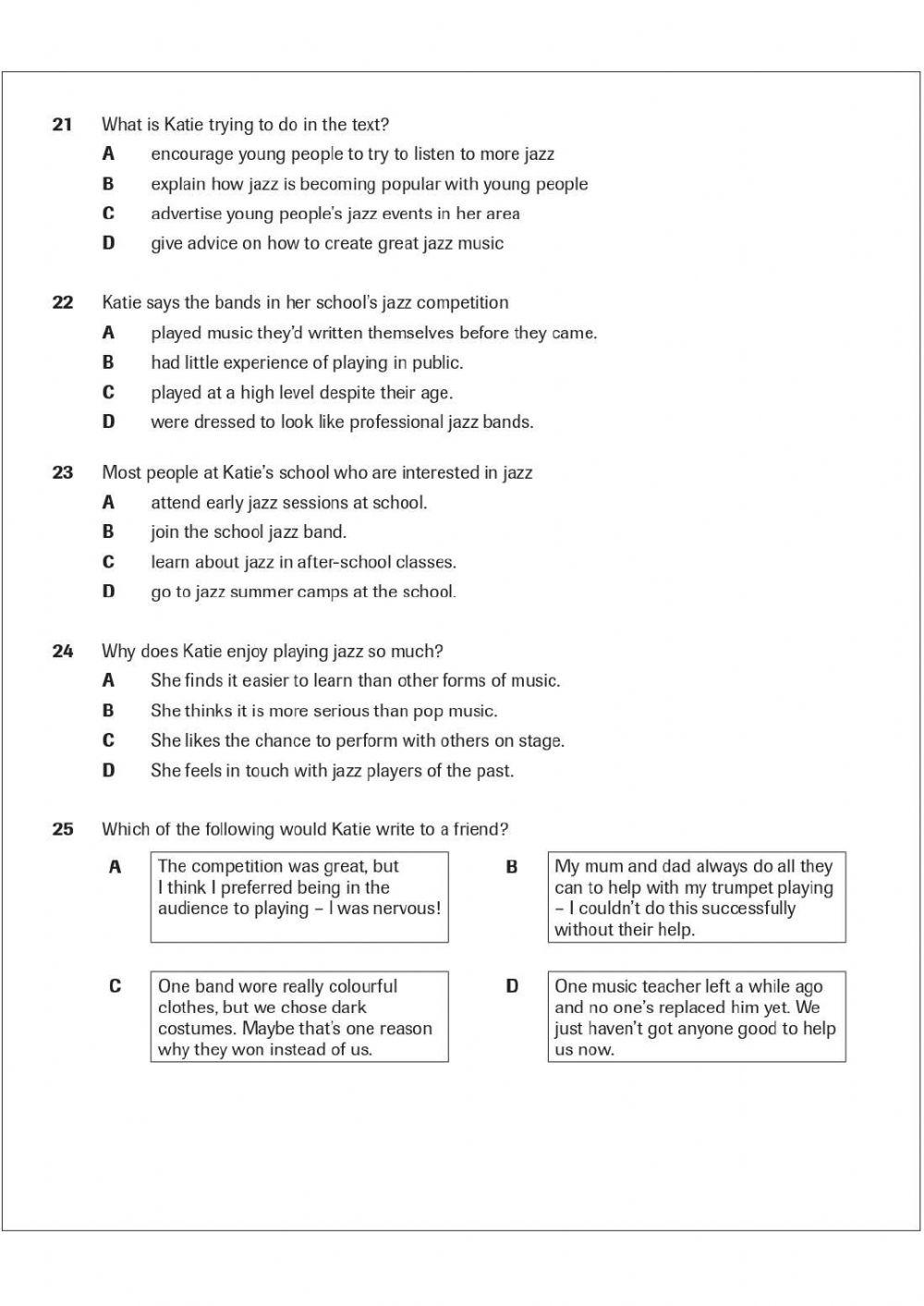 PET CAMBRIDGE - READING TEST online exercise for | Live Worksheets