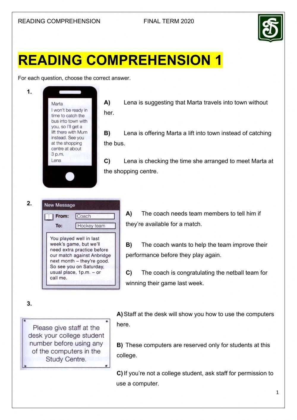 512334 | Reading Comprehension B - Final Term - Level 2