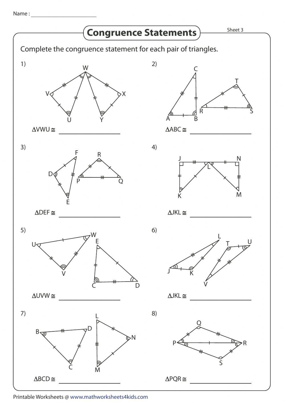 congruent angles worksheet