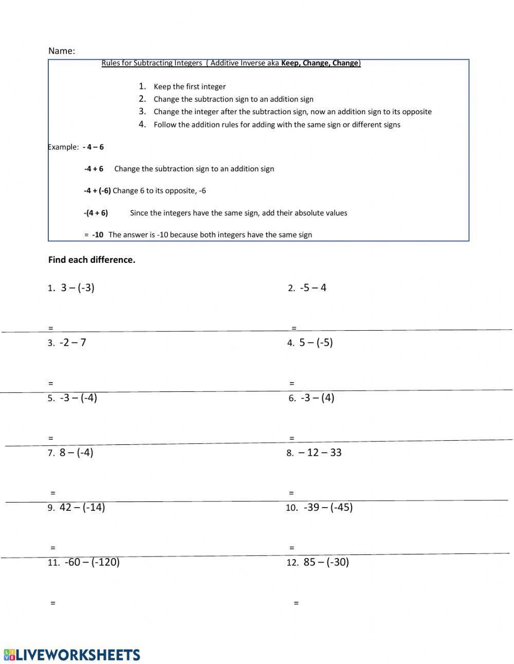 512503 | Adding And Subtracting Directed Numbers