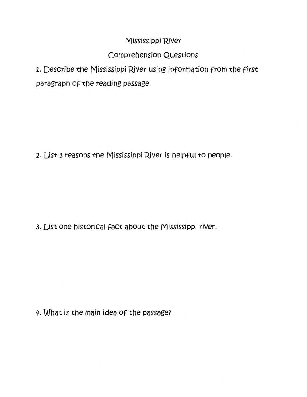 The Mississippi… | Free Interactive Worksheets | 512365