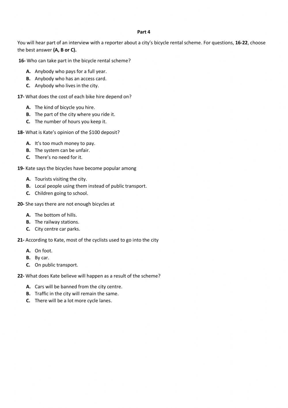 Listening and Speaking - 4th year online exercise for | Live Worksheets