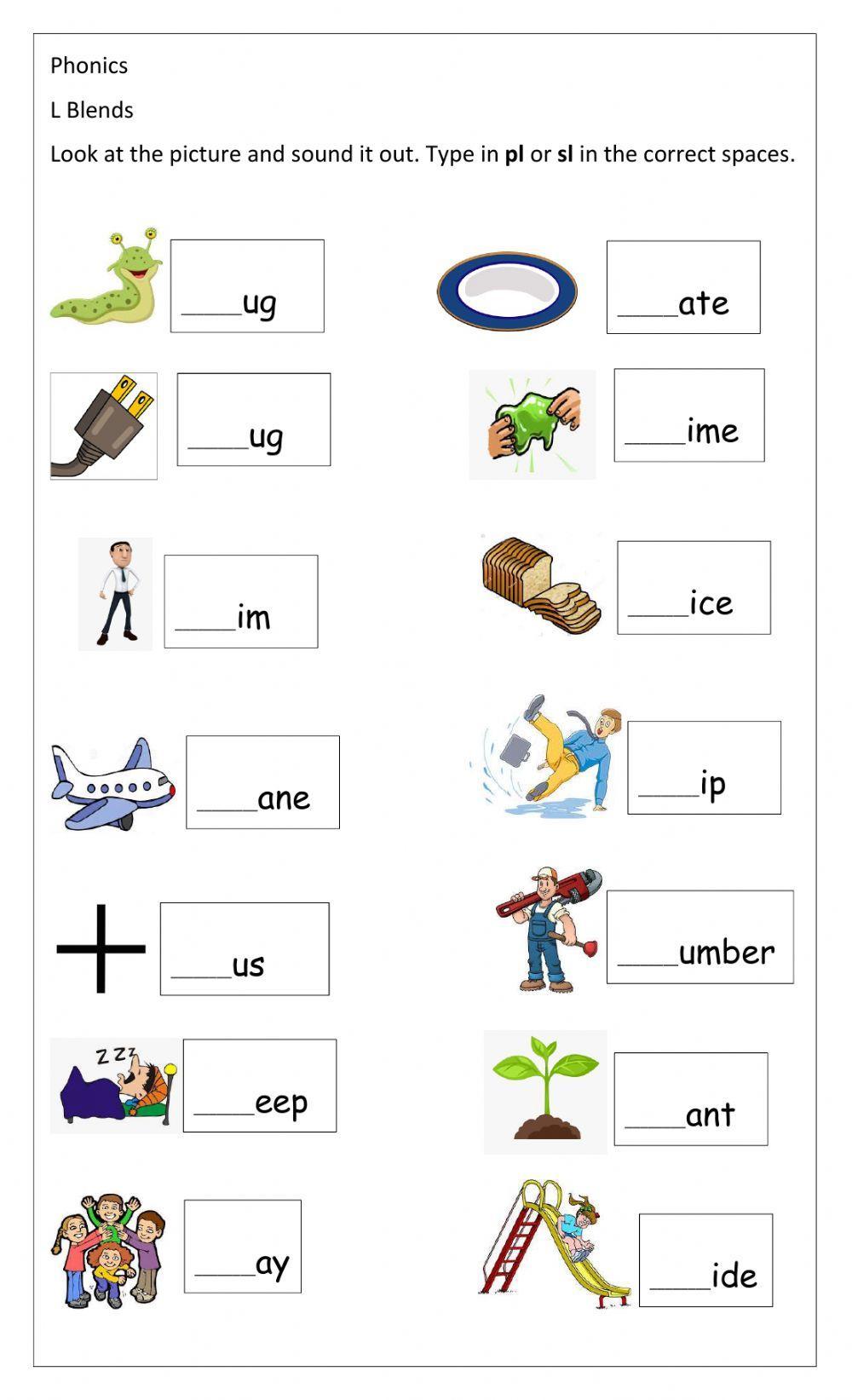Sl & Pl Blends | Free Interactive Worksheets | 513404