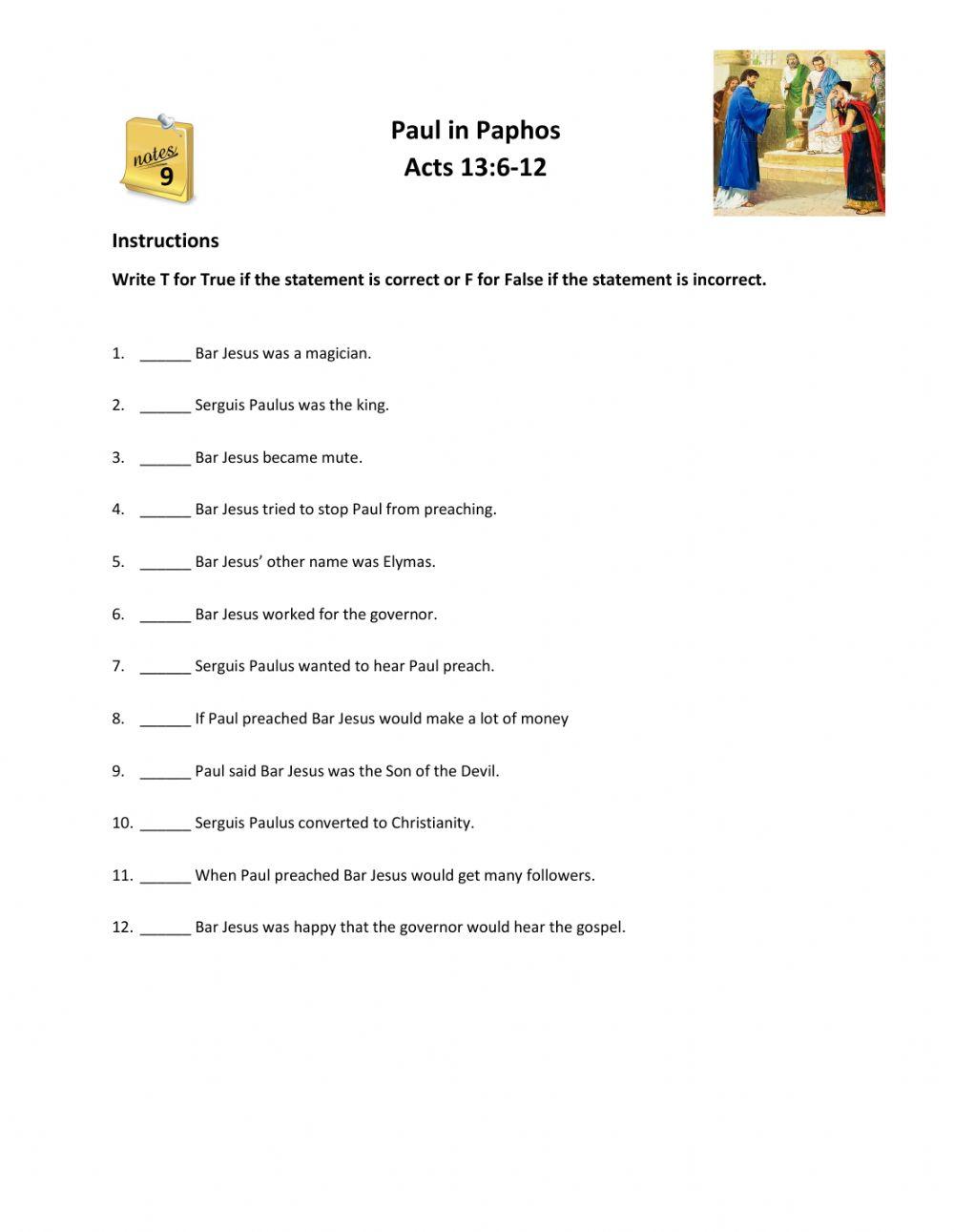 Paul in Paphos | Free Interactive Worksheets | 513450