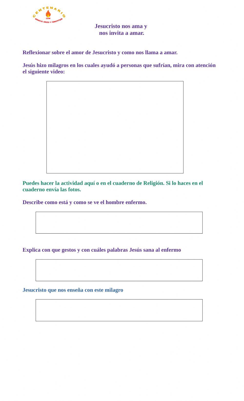 Jesucristo nos ama y nos invita a amar worksheet | Live Worksheets