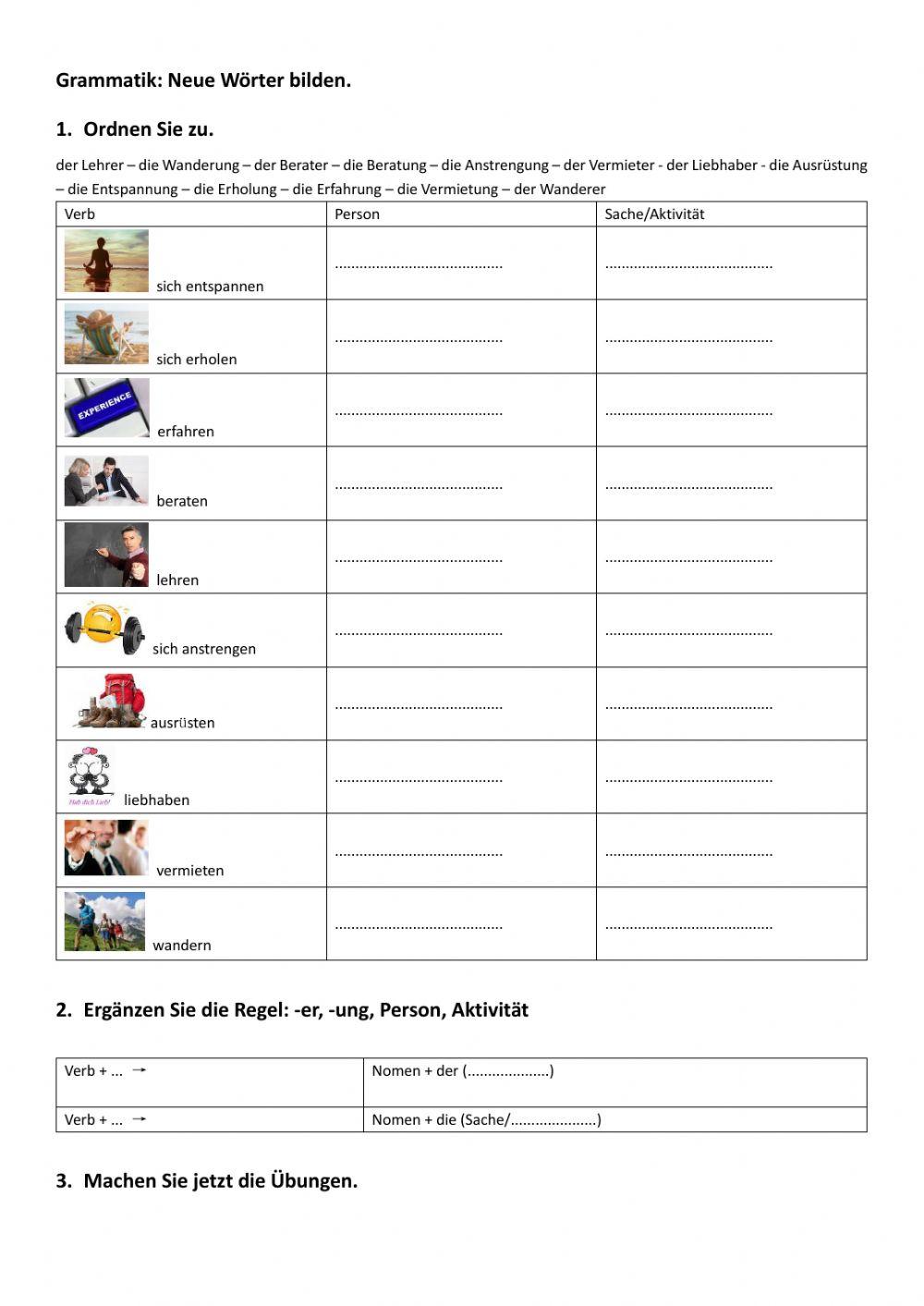 Wortbildung: Nomen online exercise for | Live Worksheets