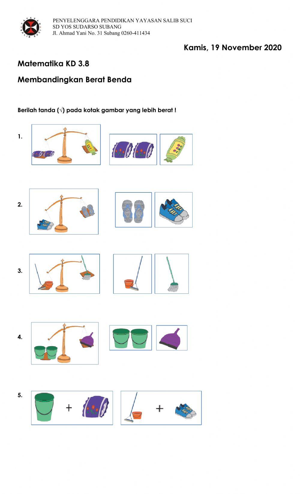 513884 | Latihan membandingkan berat benda | Ester1501