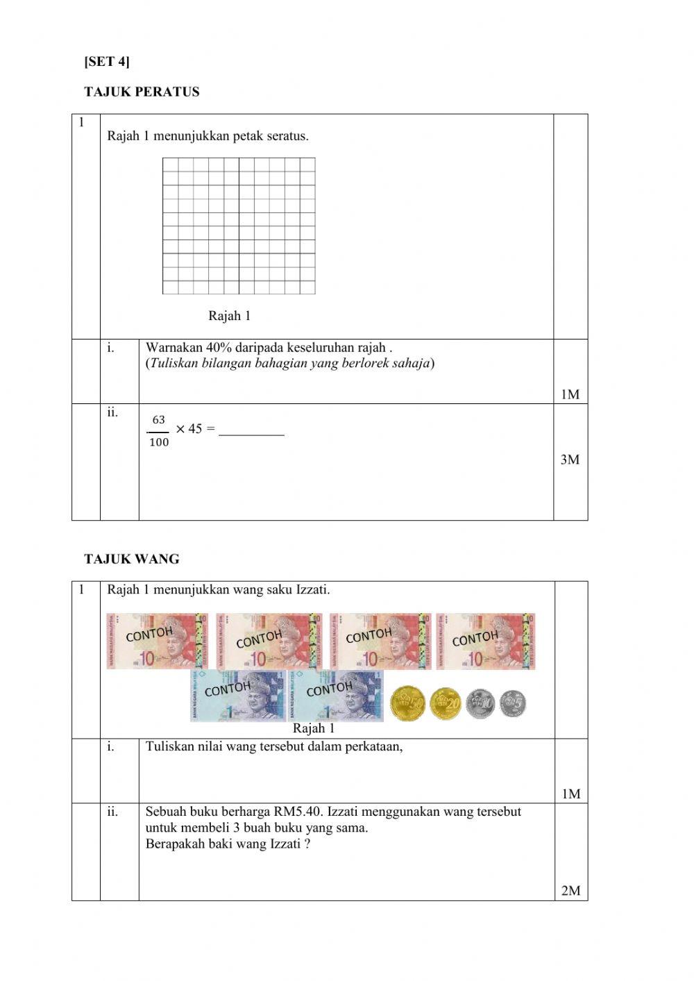 TIE Tahun 6 Komponen 2 (set 4) worksheet | Live Worksheets