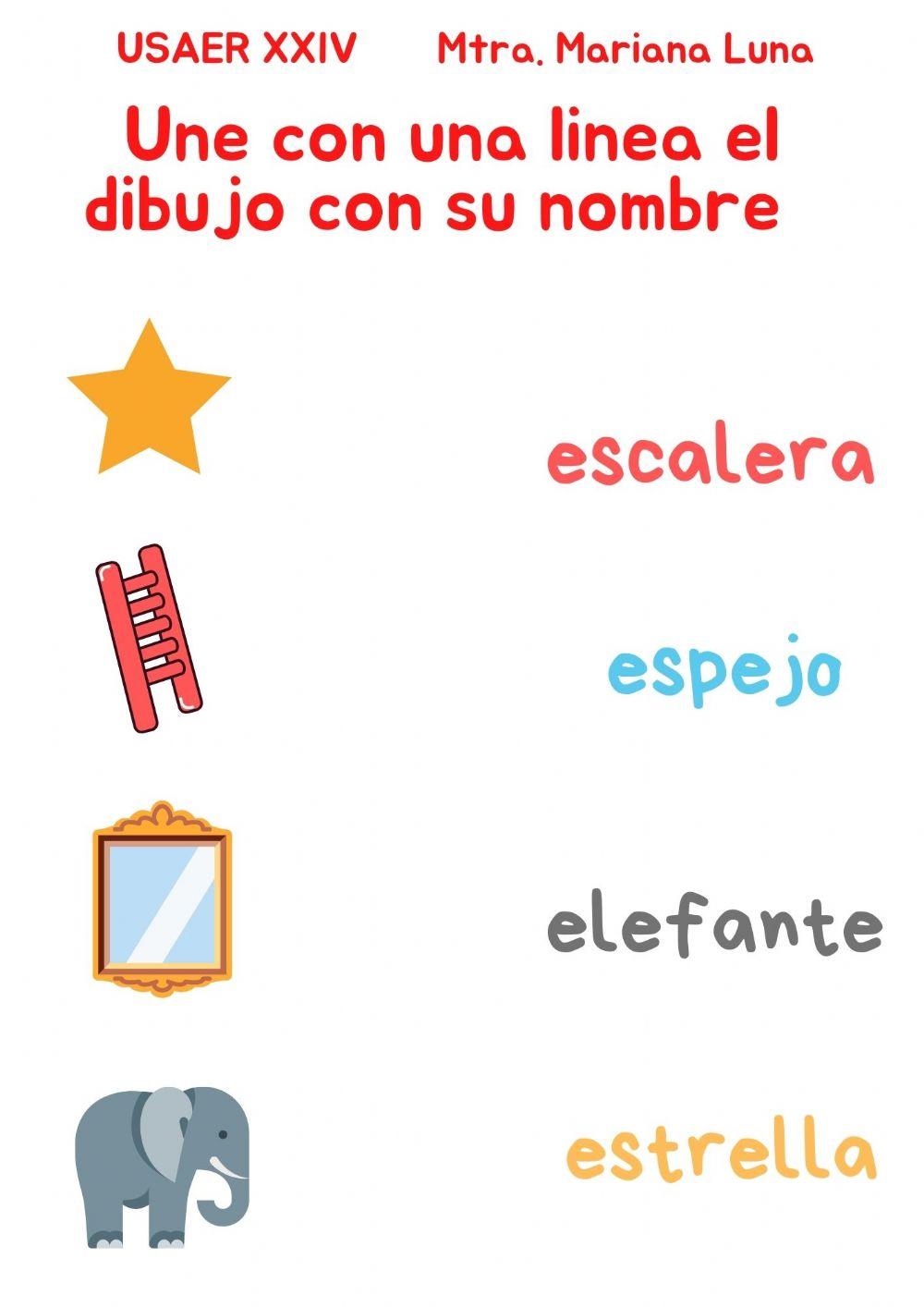 Une palabras con E worksheet | Live Worksheets