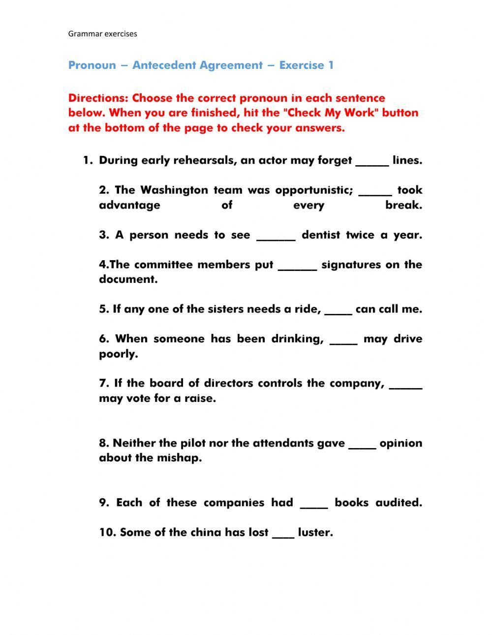 Pronoun Antecedent Agreement Interactive Worksheet Live, 49% OFF Pronoun Antecedent Agreement Interactive Worksheet Live, 49% OFF