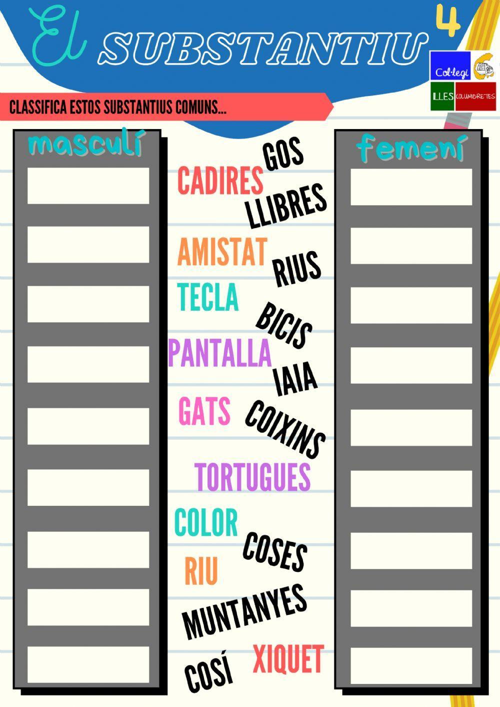 516129 | El substantiu 4 | Mafandos | LiveWorksheets