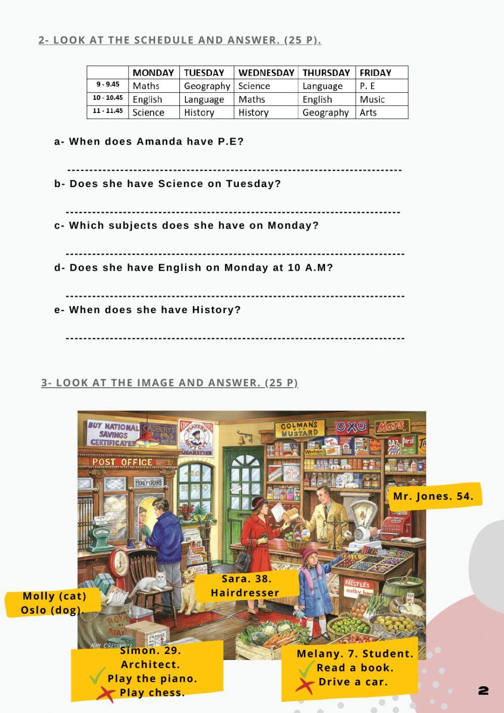 Midterm exam interactive exercise | Live Worksheets