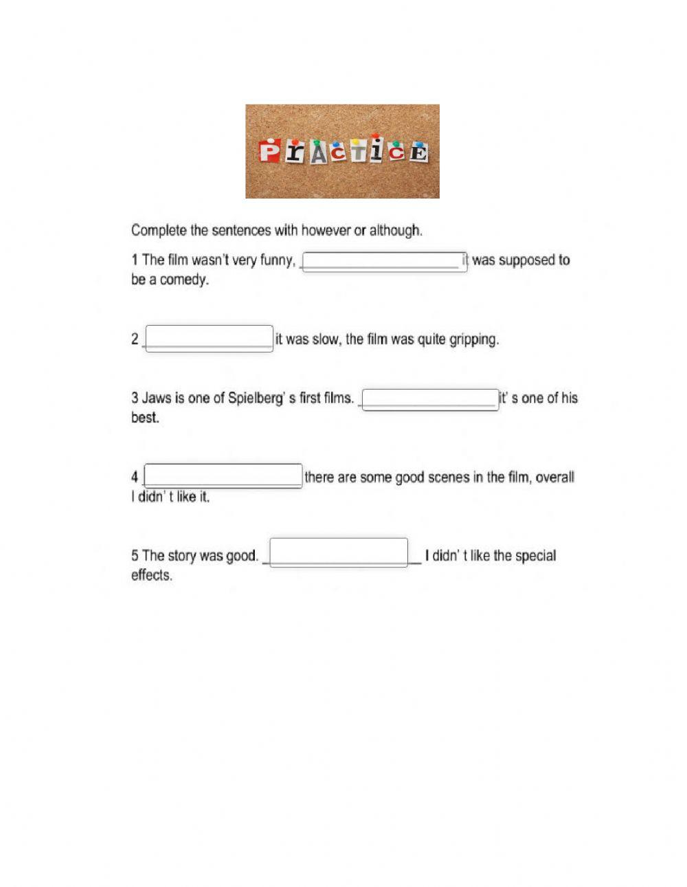 Although - However online exercise for | Live Worksheets