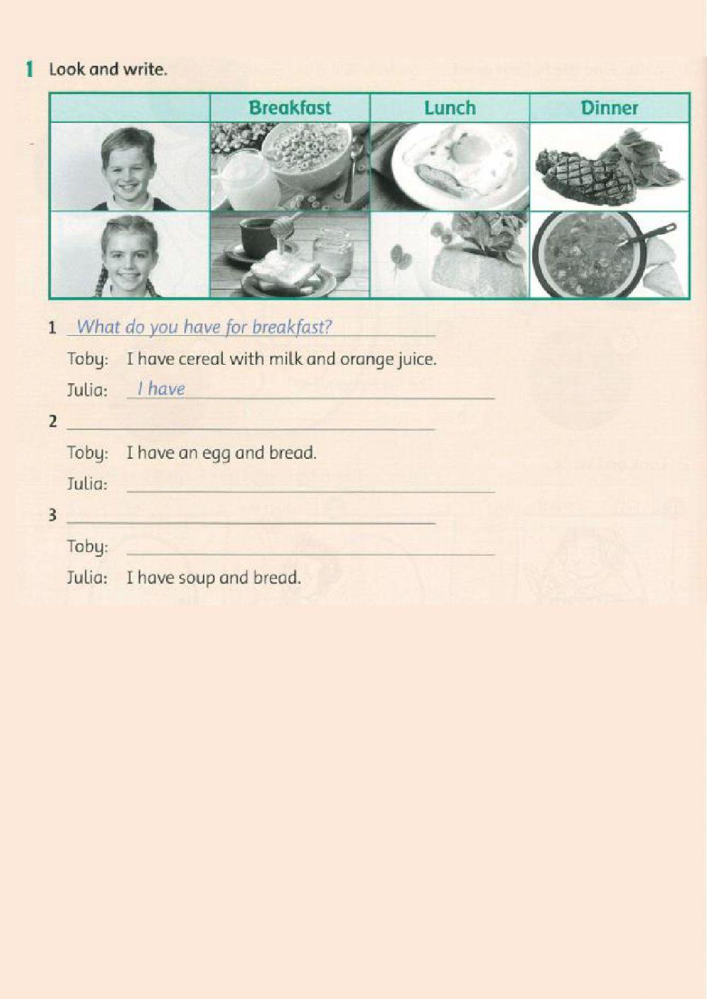 Meal times activity worksheet | Live Worksheets