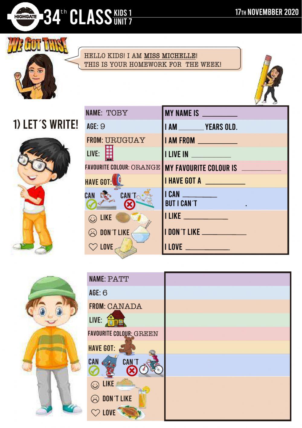34th class Kids 1 worksheet | Live Worksheets